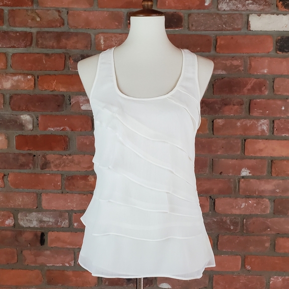 Boston Proper | Tops | Boston Proper White Ruffle Tank Top | Poshmark